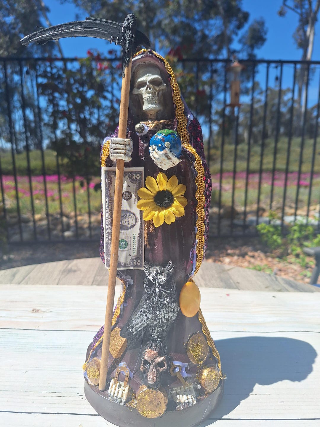 Santa Muerte Color Purple 13" Holy Death Statue / Grim Reaper/ Dressed ...