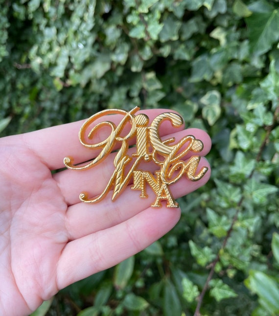 Vintage Nina Ricci Logo Gold Tone Brooch - Etsy