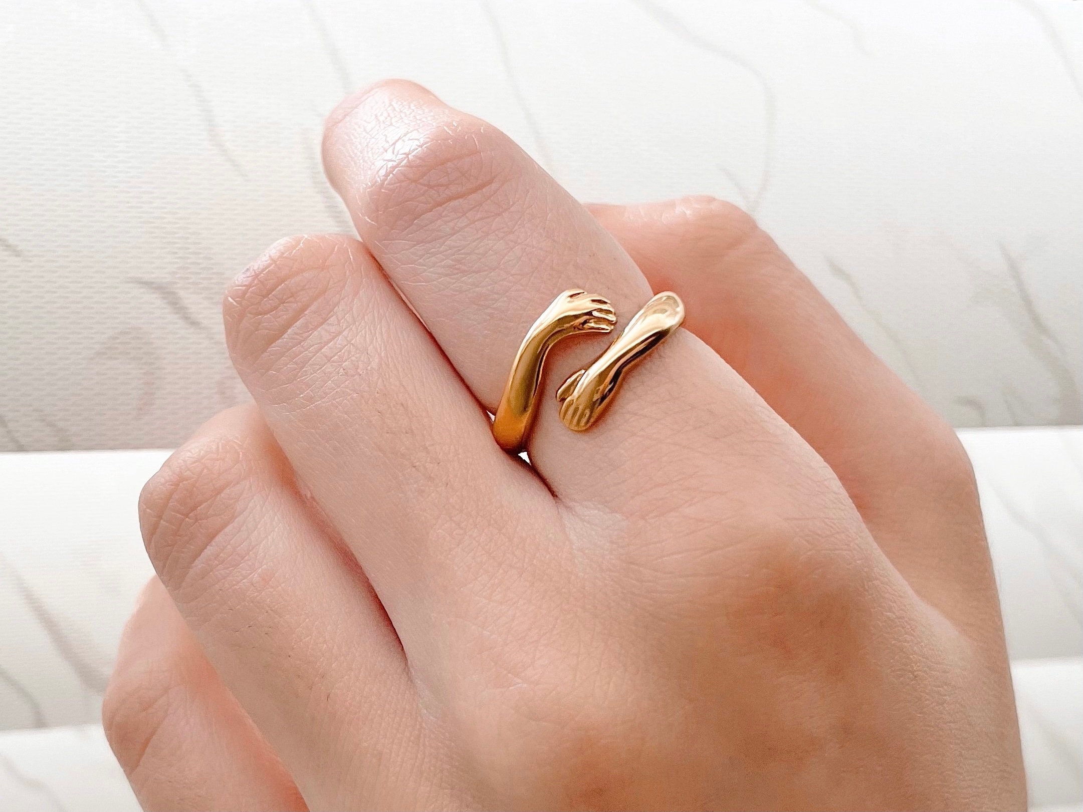 Love Hug Ring Waterproof Gold Ring Cute Hug Ring | Etsy