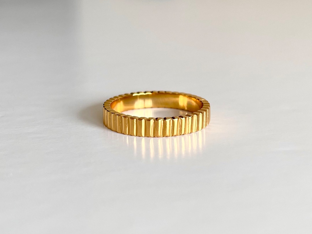 18k Gold Stainless Steel Ring - Gold Band Ring - WATERPROOF Ring - Gold ...