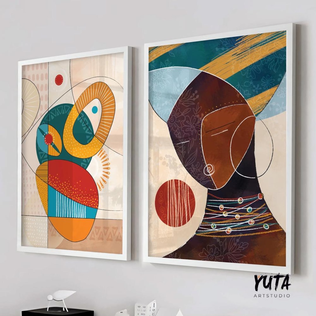 Modern Abstract African American Art Print Set of 2. Contemporary ...