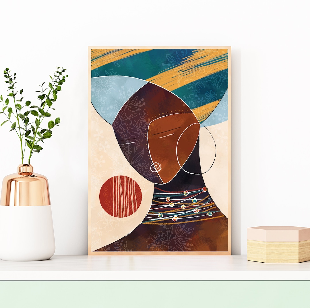 Modern African American Art Print. Abstract Black Woman Portrait ...