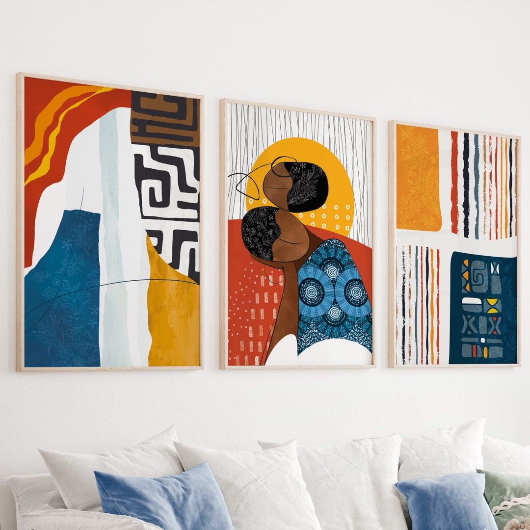 Modern African American Art Gallery Wall Set of 3 Print. Abstract ...
