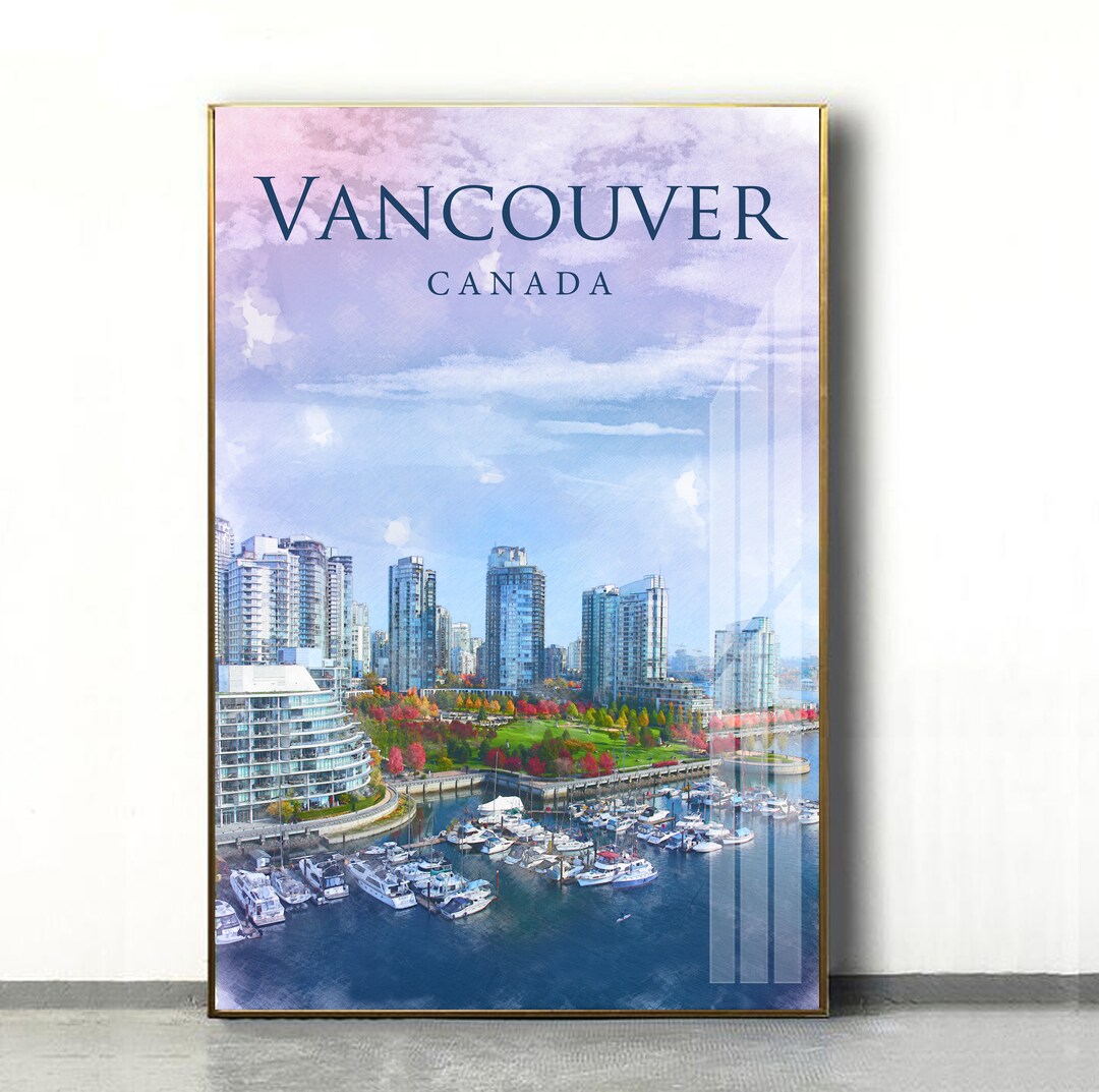 Vancouver Travel Poster Canada Travel Print City Wall Art - Etsy.de