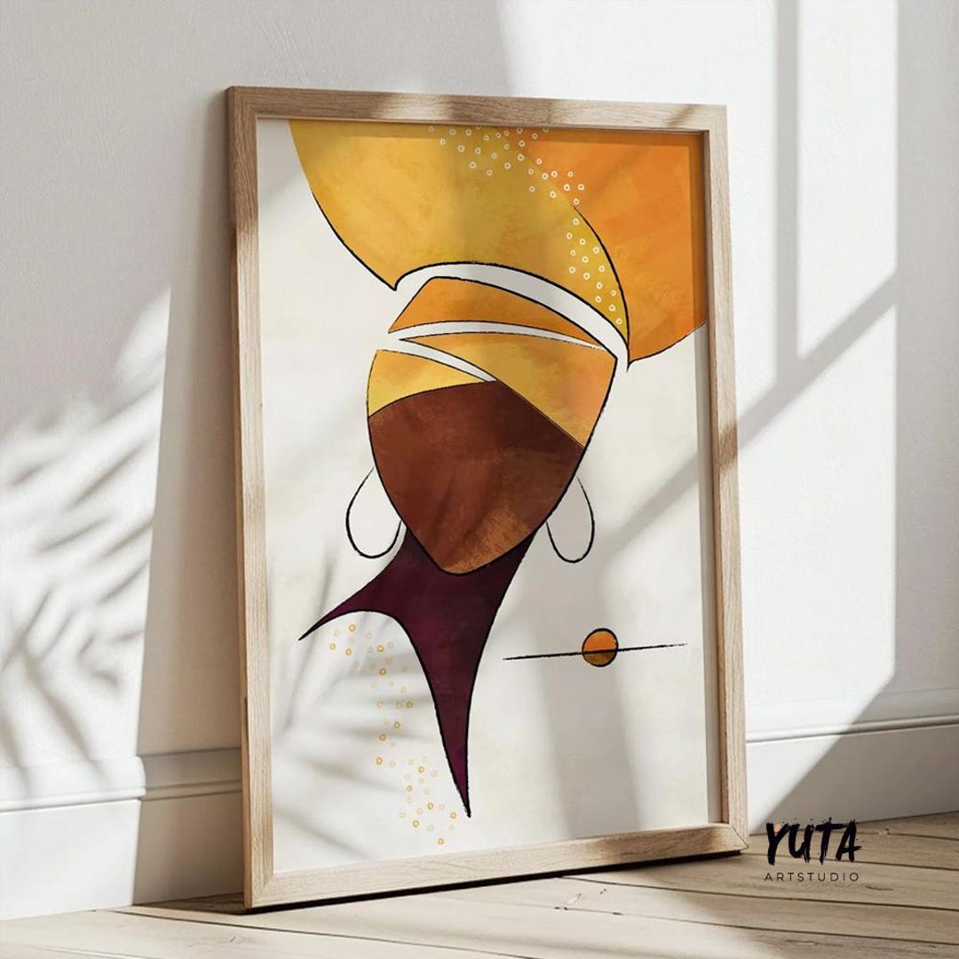 Modern Minimalist African American Art Print. Black Woman Portrait ...
