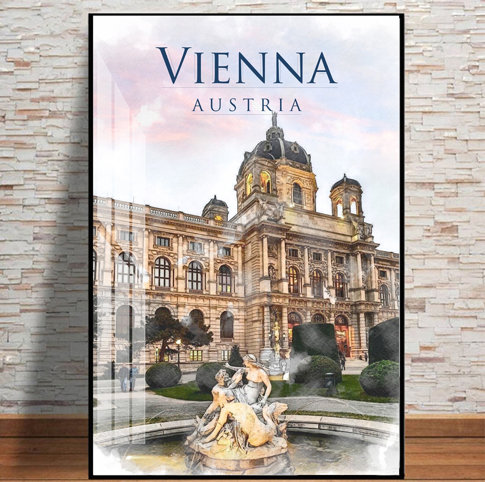 Vienna Travel Poster Austria Wall Art Landscape Canvas - Etsy