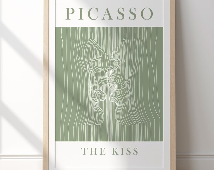 Sage Green Picasso Line Art Print. Neutral Minimalist Mid Century ...