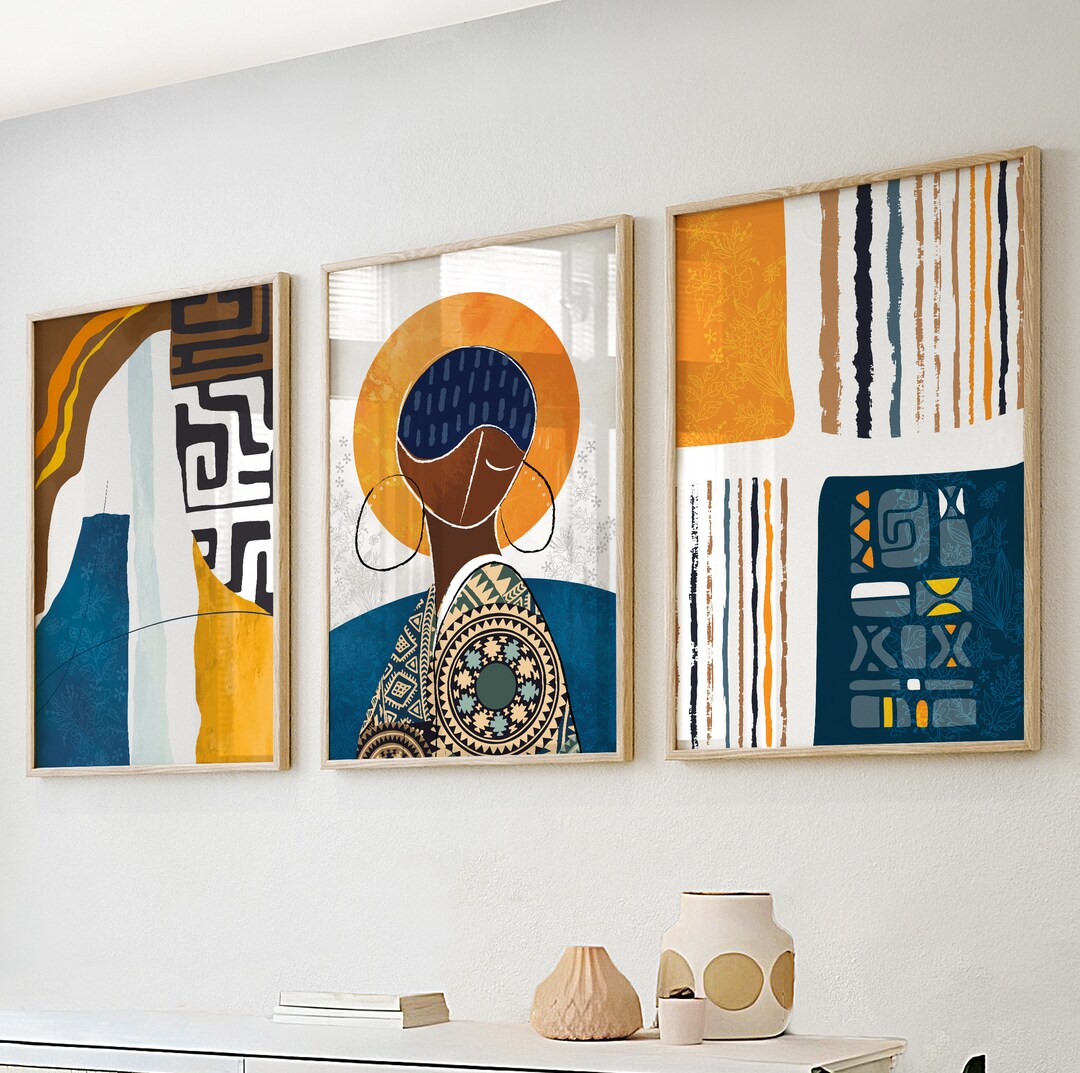 Modern Abstarct African American Art Set of 3 Prints. Colorful Ethnic ...
