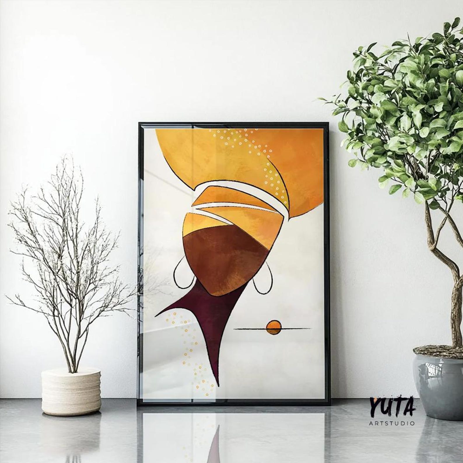 Modern Minimalist African American Art Print. Black Woman Portrait ...