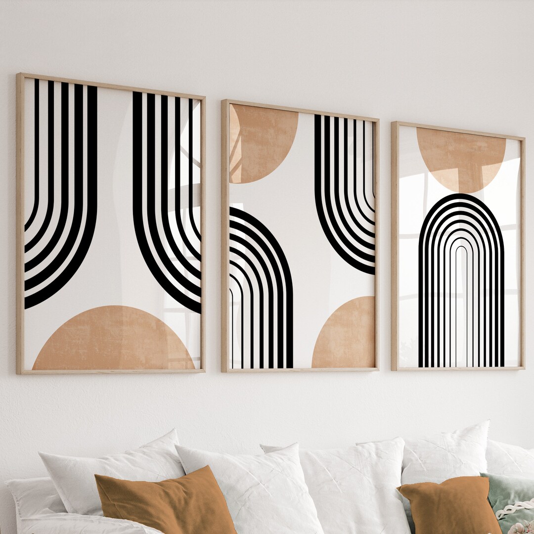 Boho Gallery Wall Set of 3 Print. Mid Century Modern Neutral Wall Art ...