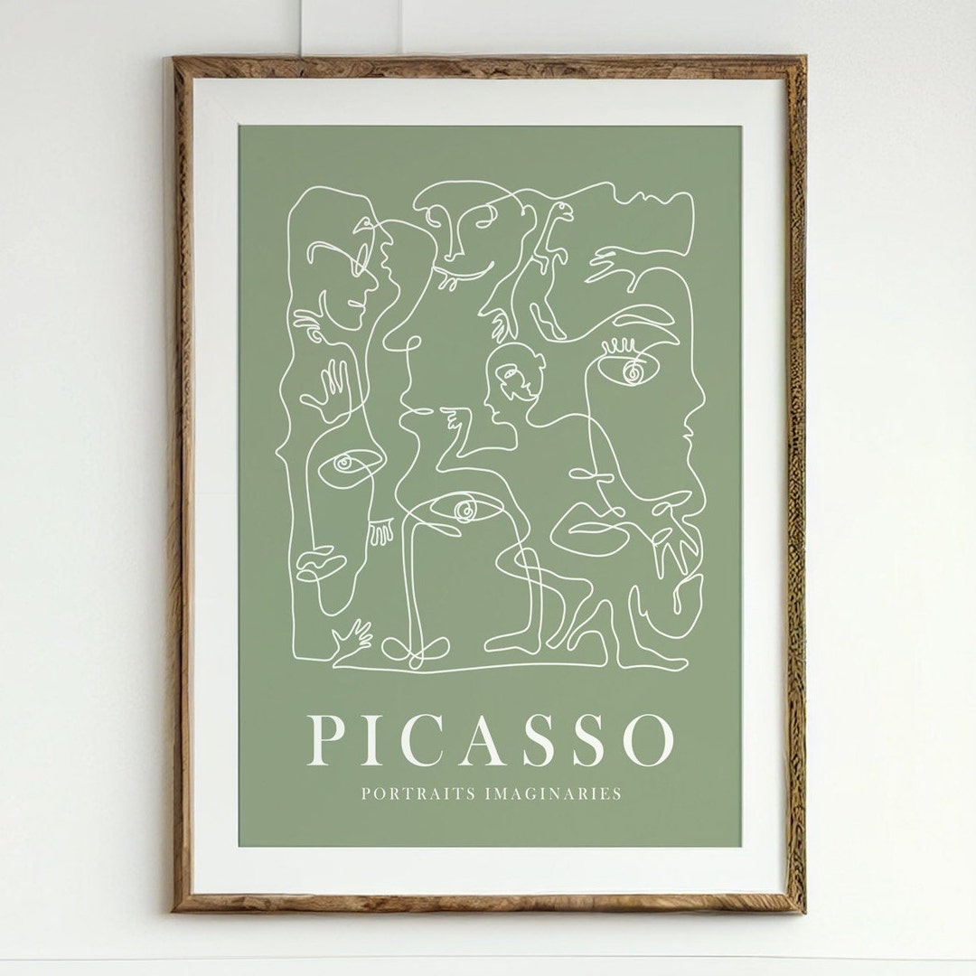 Picasso Sage Green Print, Minimalist Neutral Bedroom Decor, Extra Large ...