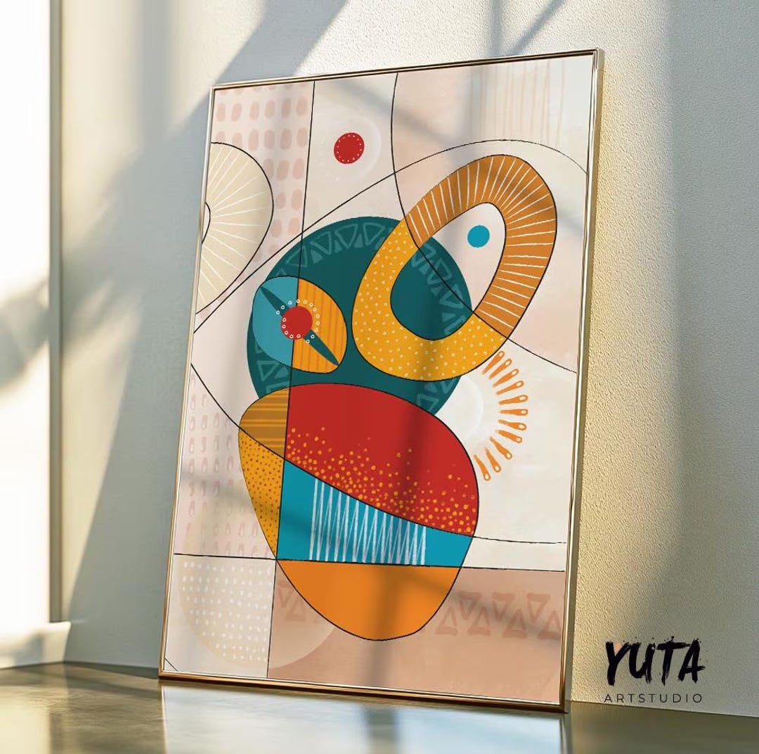 Modern Abstract African Art Print. Colorfull Simple Livingroom African ...