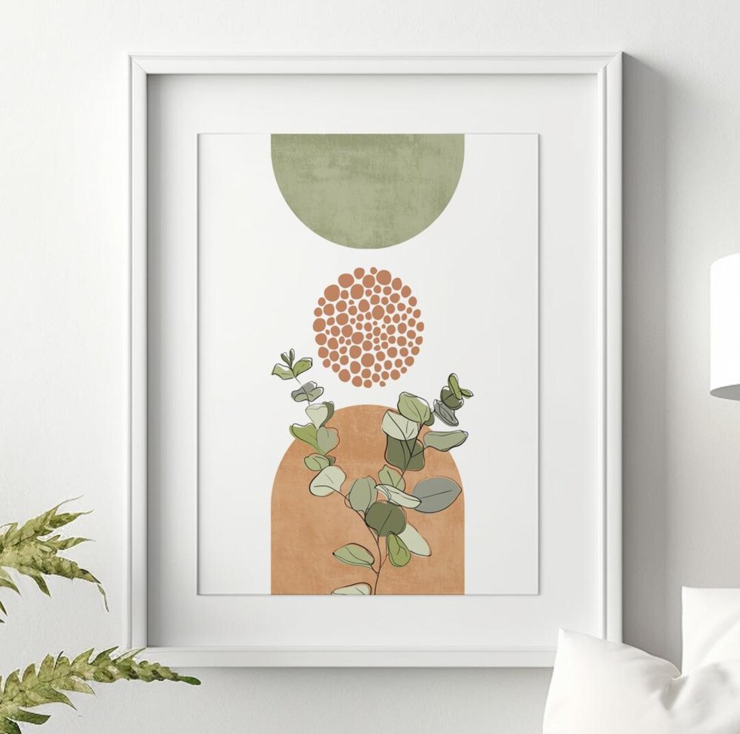 Terracotta Green Boho Print, Pastel Botanical Poster, Botanical Living ...