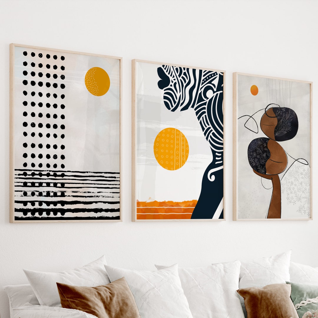 Modern African American Art Set of 3 Print. Abstract Black Woman ...