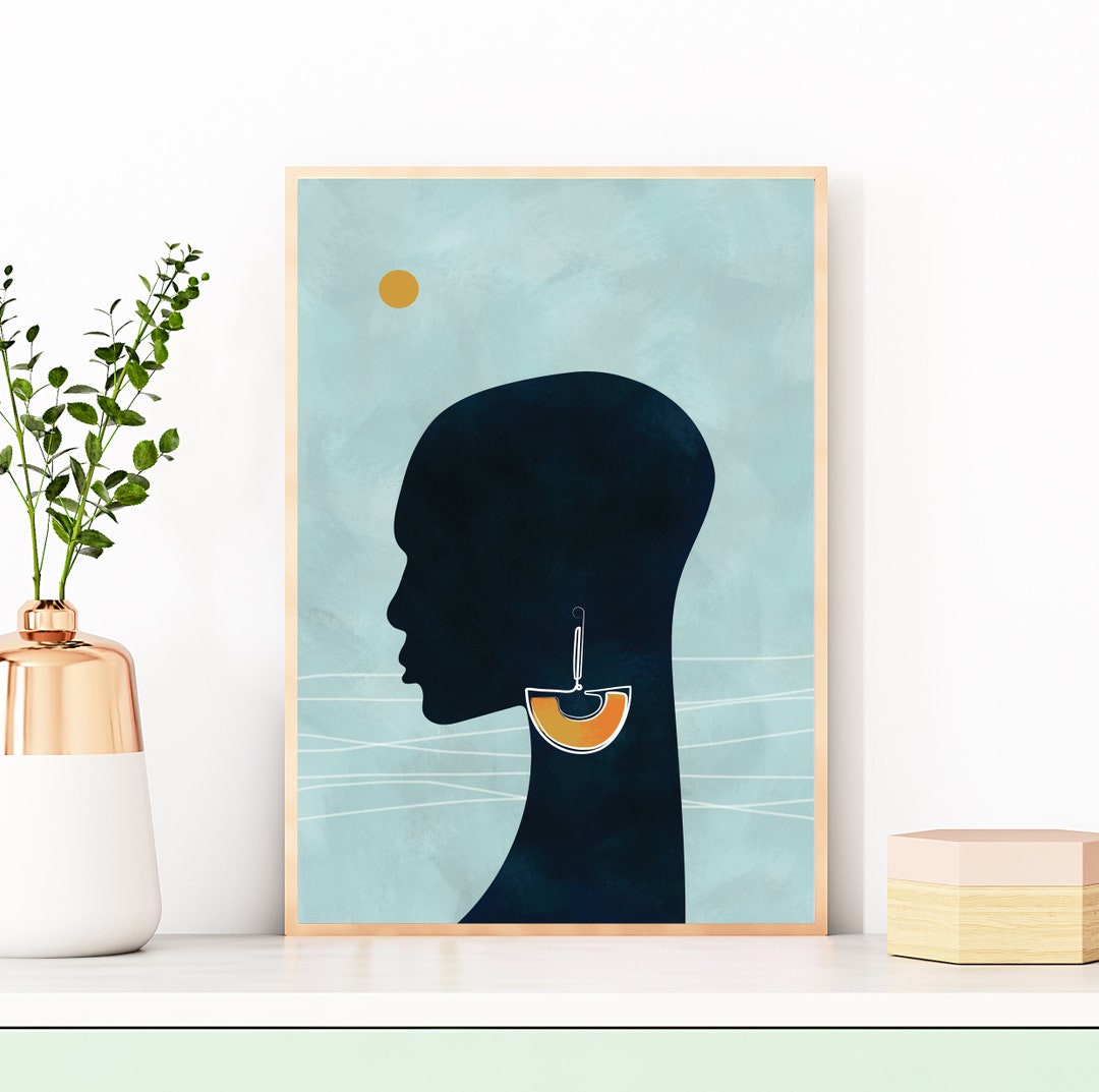 Modern African American Art Print. Black Woman Portrait. Contemporary ...