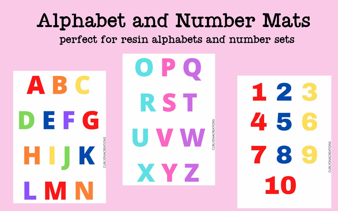Alphabet and Number Resin Mat Pages, Resin Letter Pages, Resin Number ...