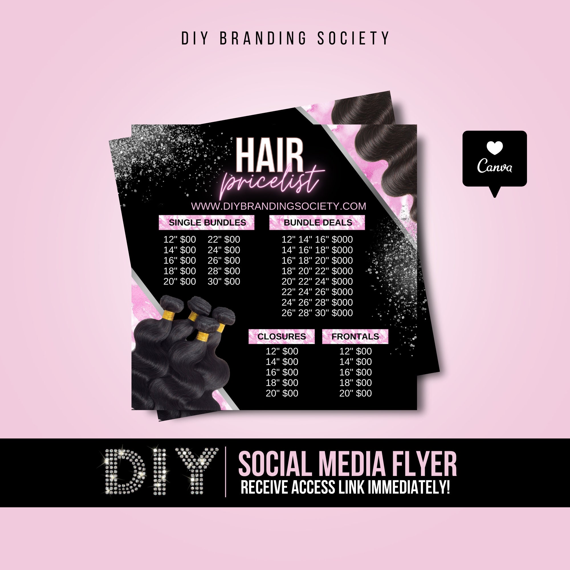 DIY Hair Collection Price List Flyer Hair Bundles Flyer Social Media ...