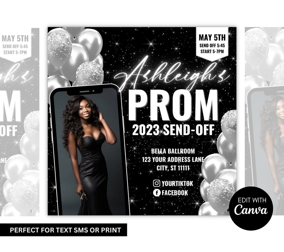 Prom Invitation Prom Send Off Prom Invite Edit With Canva - Etsy