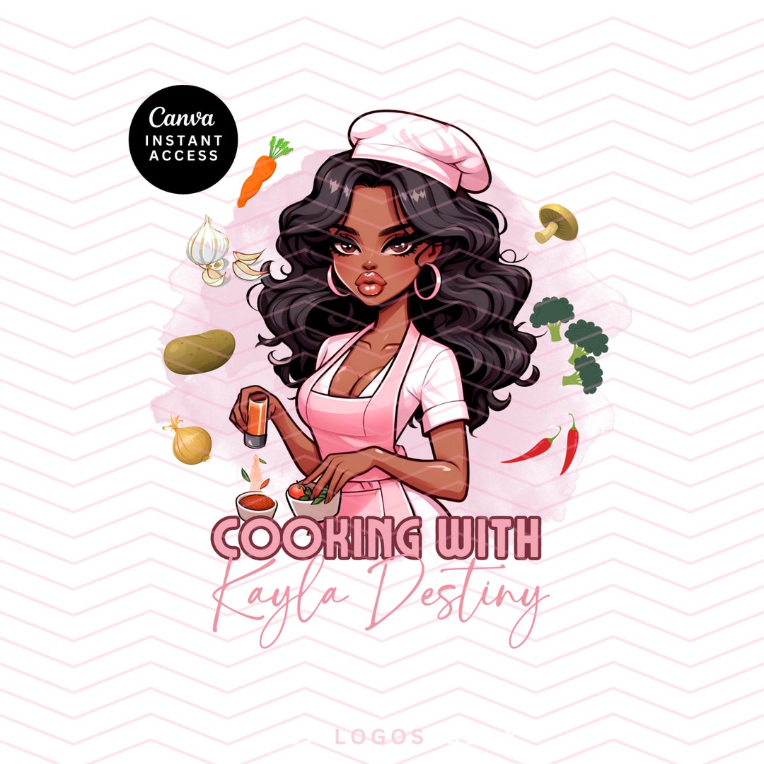 Chef Logo Baker Logo Black Girl Chef Logo Diy Logo Canva - Etsy