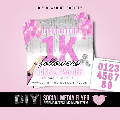 DIY Social Media Follower Flyer Giveaway Flyer Template Lash | Etsy