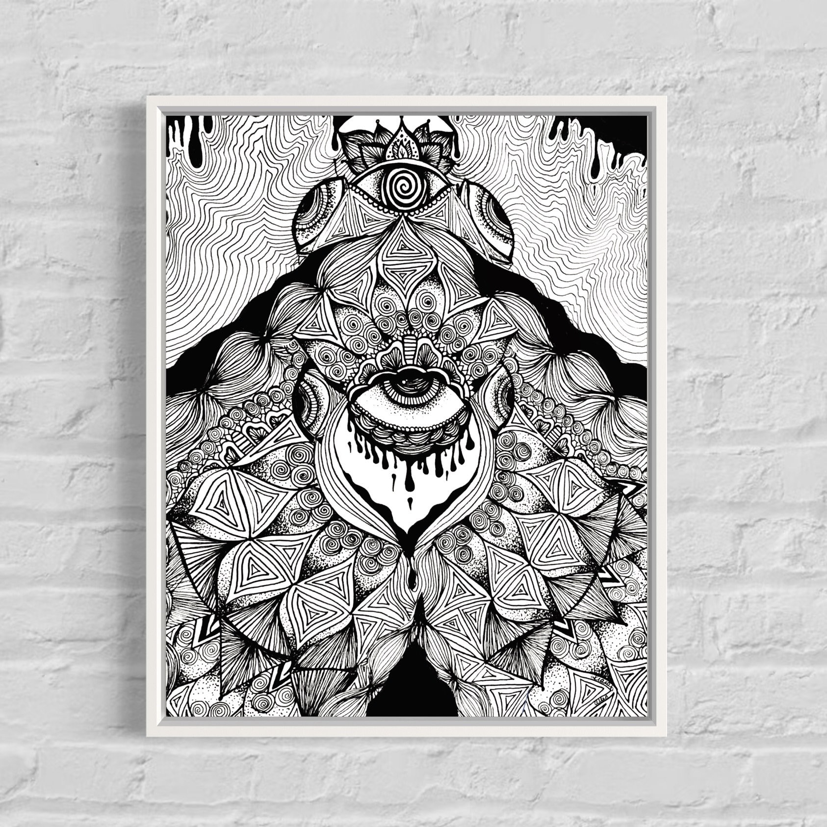 Monochrome Vision: Abstract Eye Art Print Explore the Depths of ...