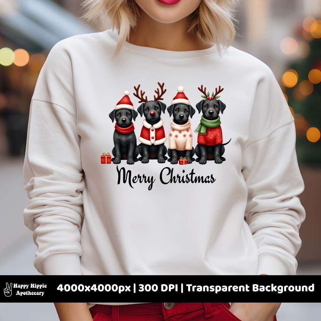 Christmas Black Lab PNG – Holiday Puppy Clipart (digital Download ...