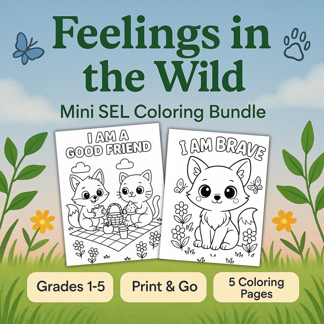 SEL Affirmation Coloring Pages for Kids – Mini Coloring Book With Cute ...