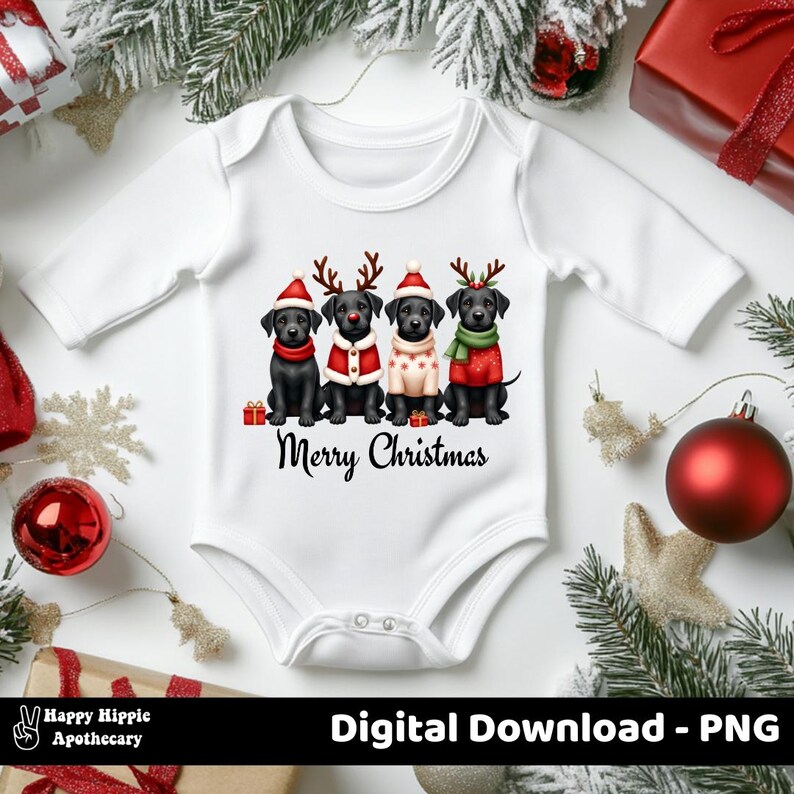 Christmas Black Lab PNG – Holiday Puppy Clipart (digital Download ...