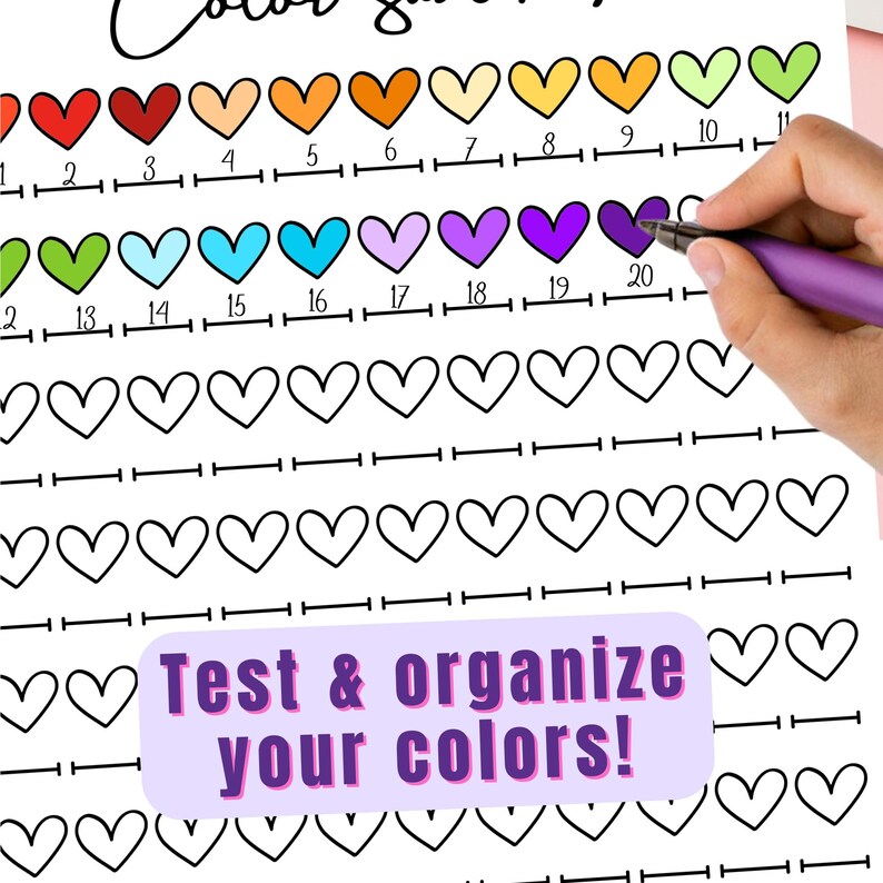 Printable Color Swatch Chart Pack: Marker & Pencil Organizer (digital ...