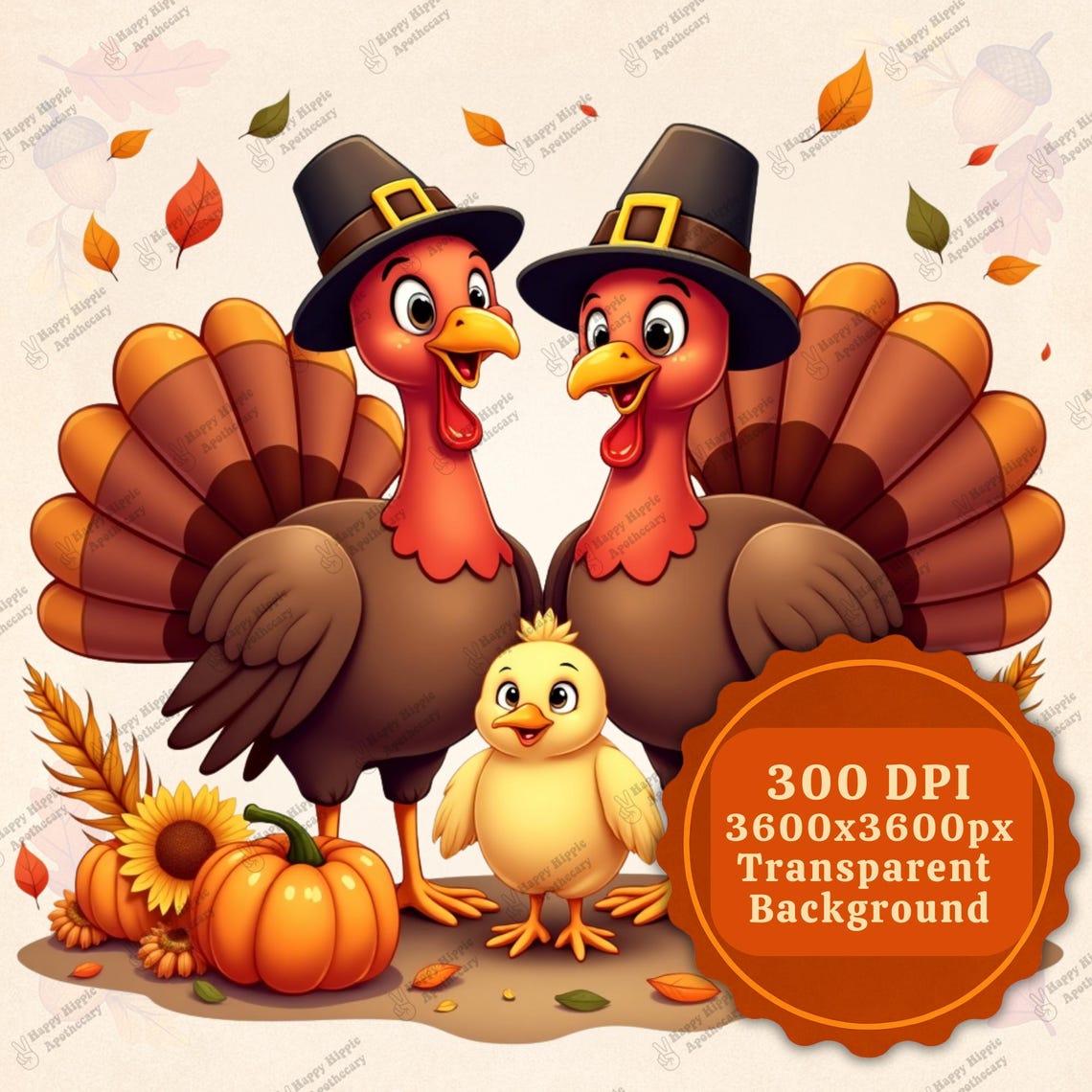 Thanksgiving Turkey Clipart Bundle: Fall PNG Designs (digital Download ...