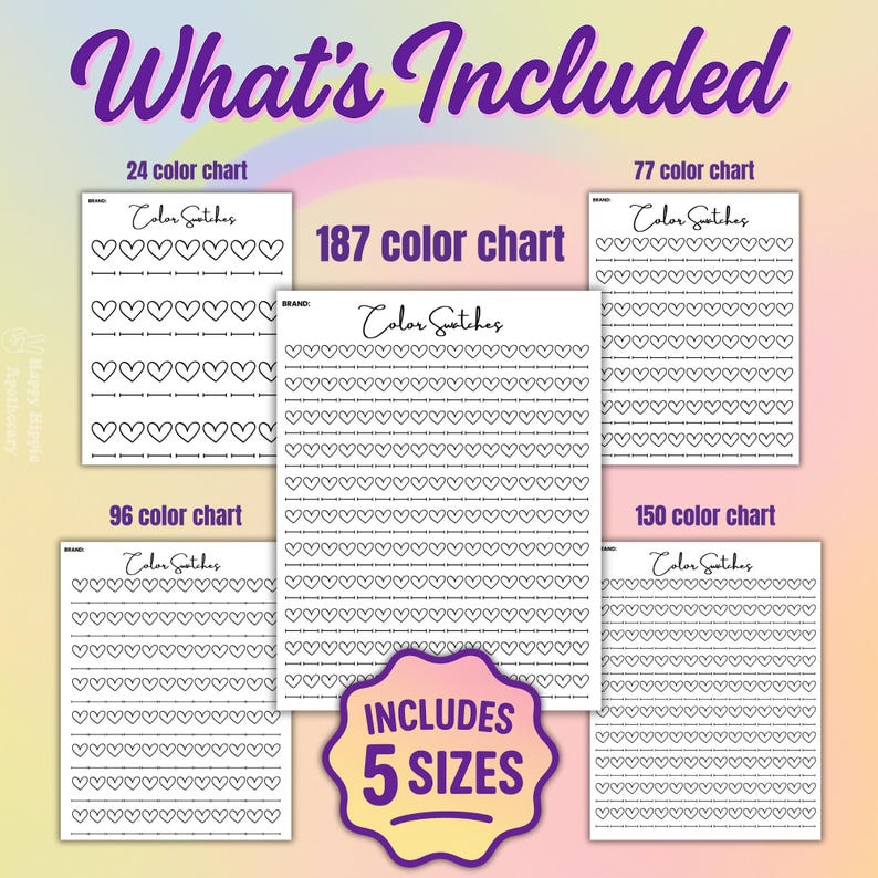Printable Color Swatch Chart Pack: Marker & Pencil Organizer (digital ...