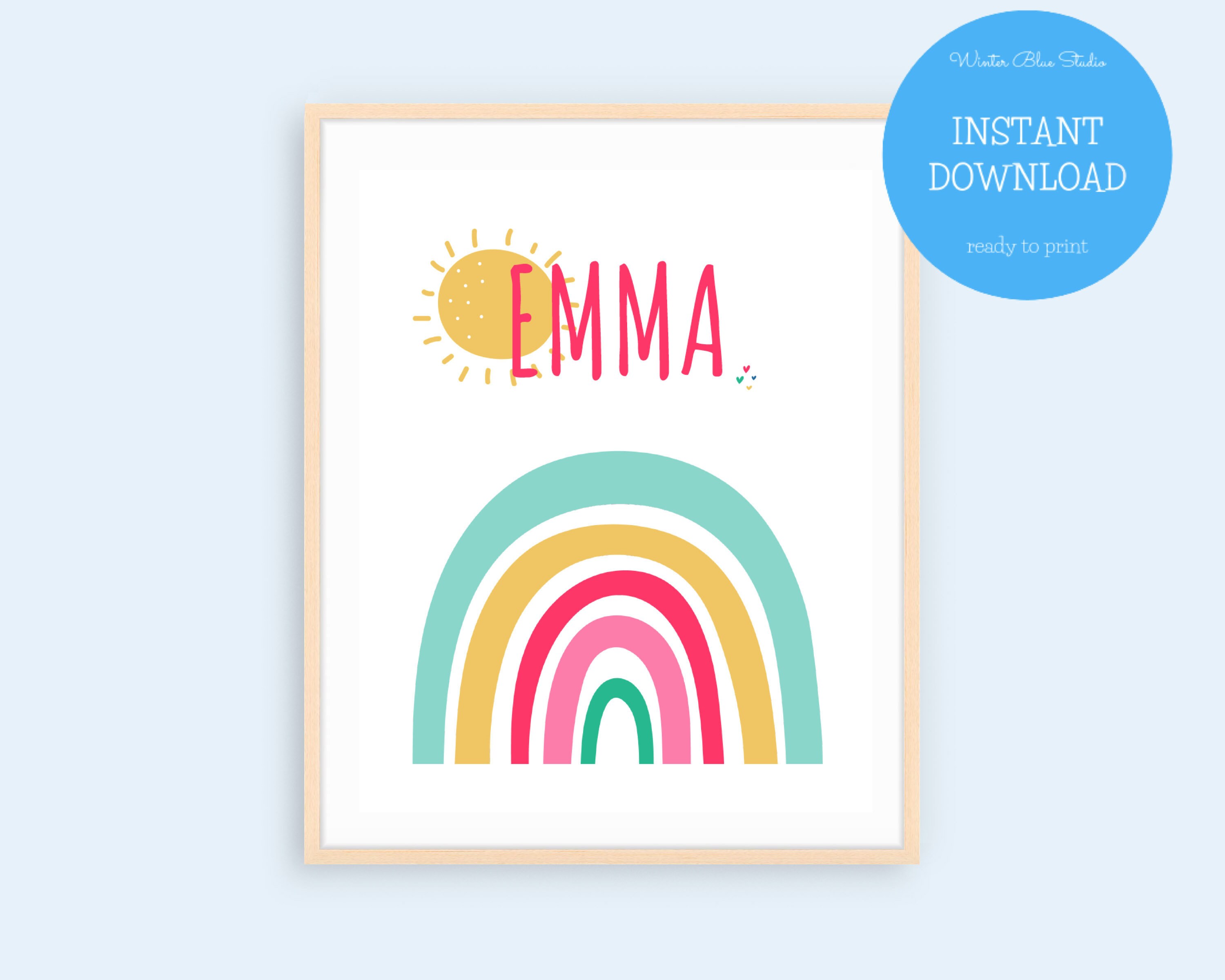 Custom baby name print Emma name printable Emma nursery | Etsy