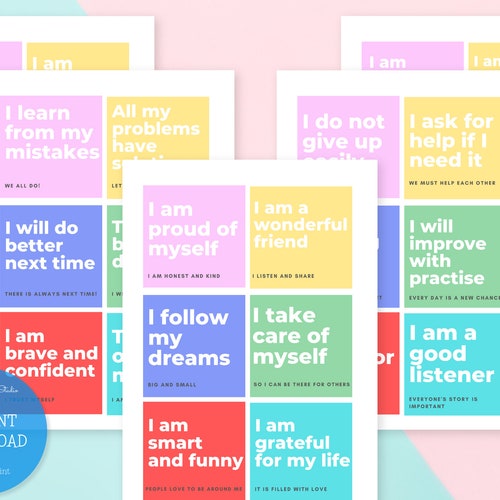 Rainbow Affirmation Cards for Kids - Etsy