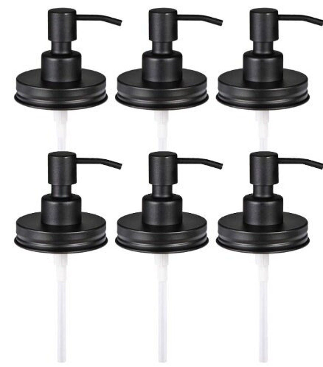 6 PK Mason Jar Pump Lids Stainless Steel Black Regular Mouth Mason Jar ...