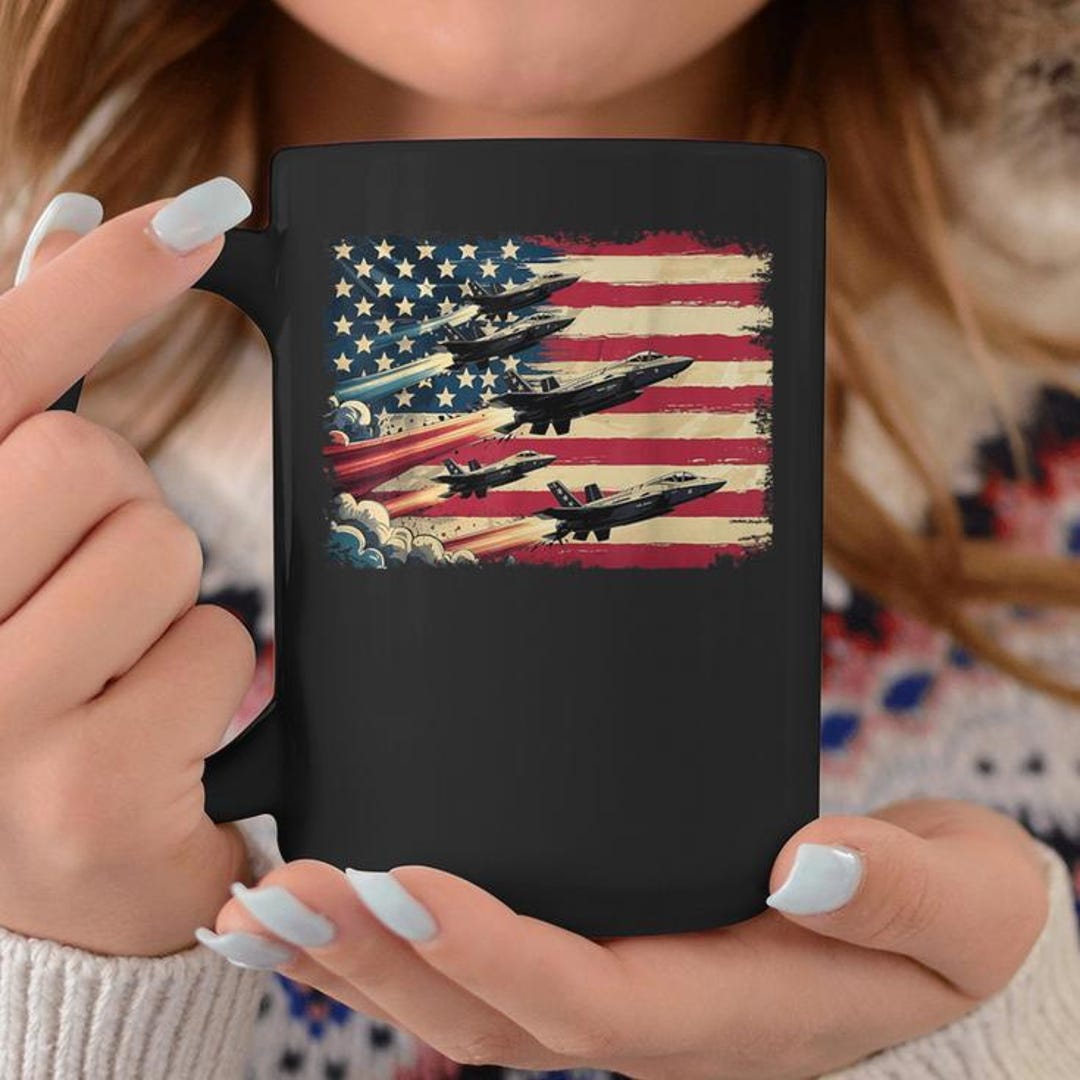 Vintage American Flag USA Fighter Jets Mug – 4th of July Patriotic ...