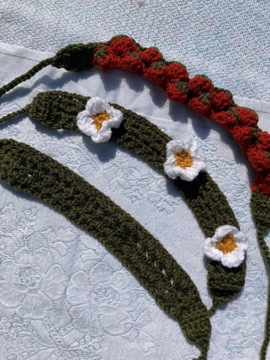 3 Pack Crochet Headbands: Cottagecore Strawberry & Floral Tie-back - Etsy