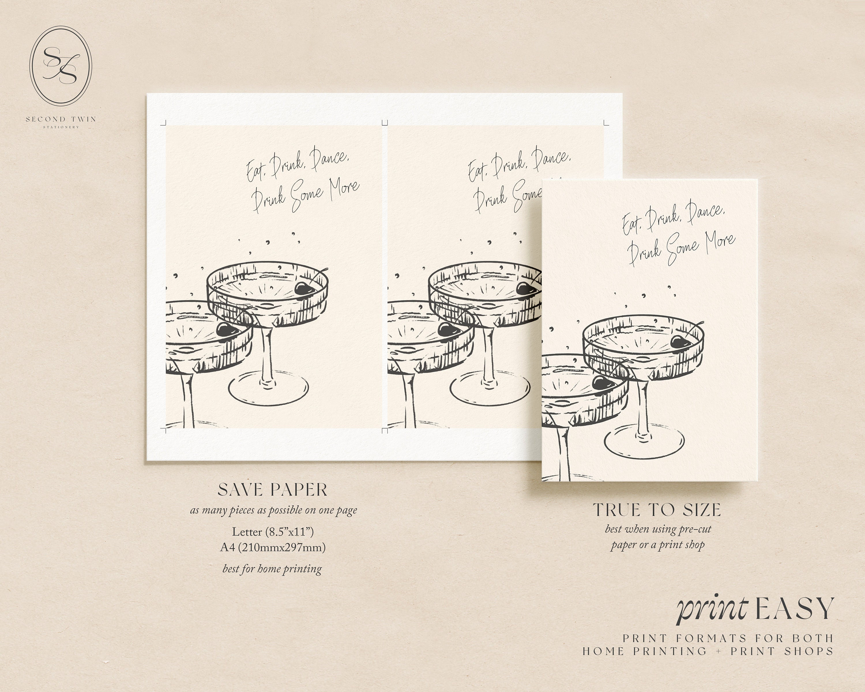 Champagne Wedding Invitation: Editable Event Template (digital Download ...