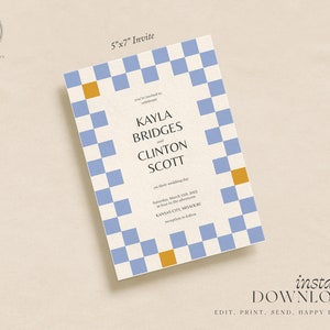 Retro Checkered Party Invitation | INSTANT DOWNLOAD | Printable Invite ...