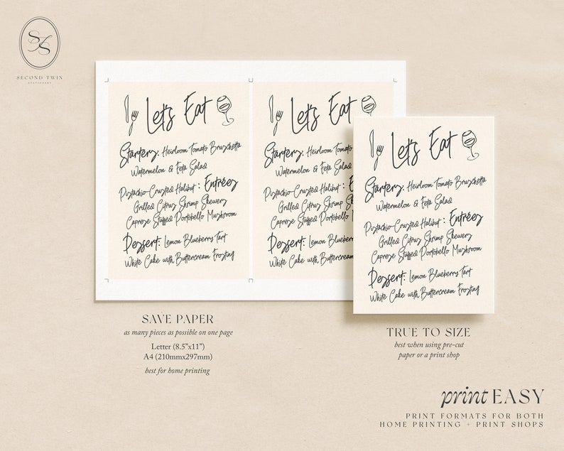 Hand Drawn Dinner Menu Template INSTANT DOWNLOAD Wedding Menu ...