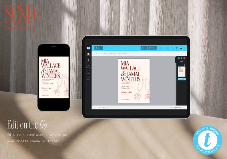 Red Hand Drawn Champagne Flute Wedding Invitation Template Printable ...