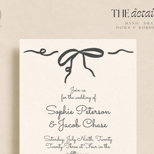 Whimsical Party Invite | Black Hand Drawn Bow | INSTANT DOWNLOAD ...