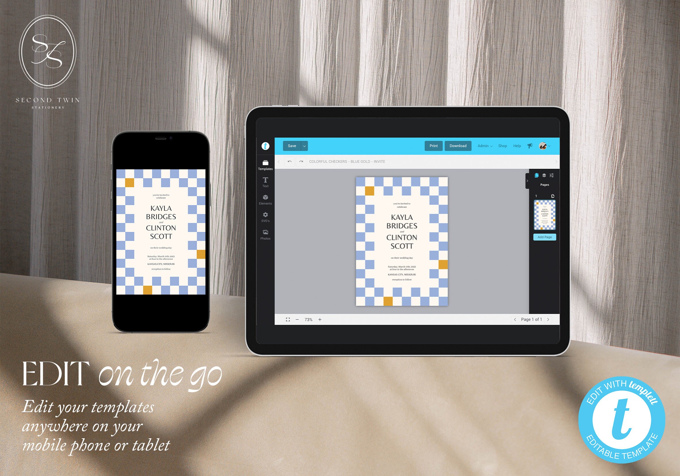 Retro Checkered Party Invitation INSTANT DOWNLOAD - Etsy