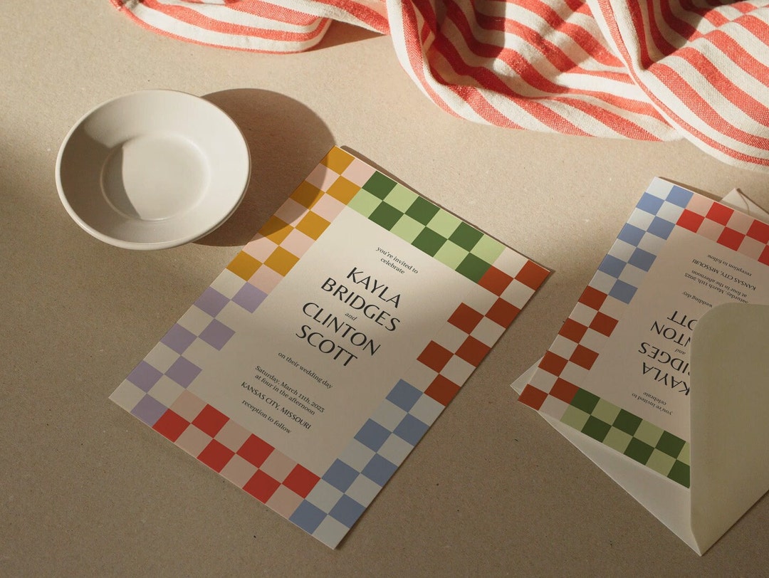Retro Checkered Party Invitation | INSTANT DOWNLOAD | Printable Invite ...