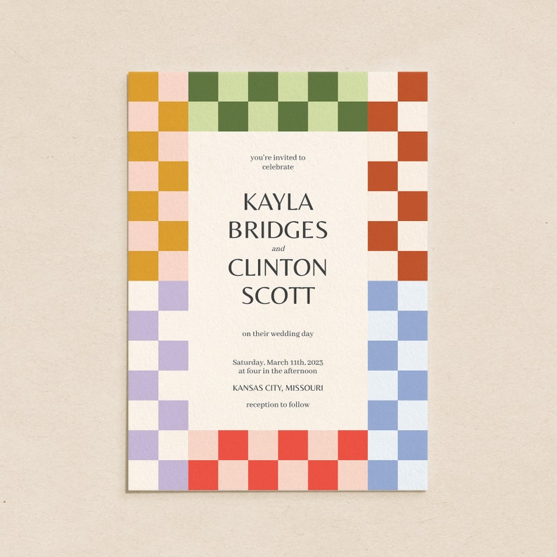 Retro Checkered Party Invitation INSTANT DOWNLOAD Printable Invite ...