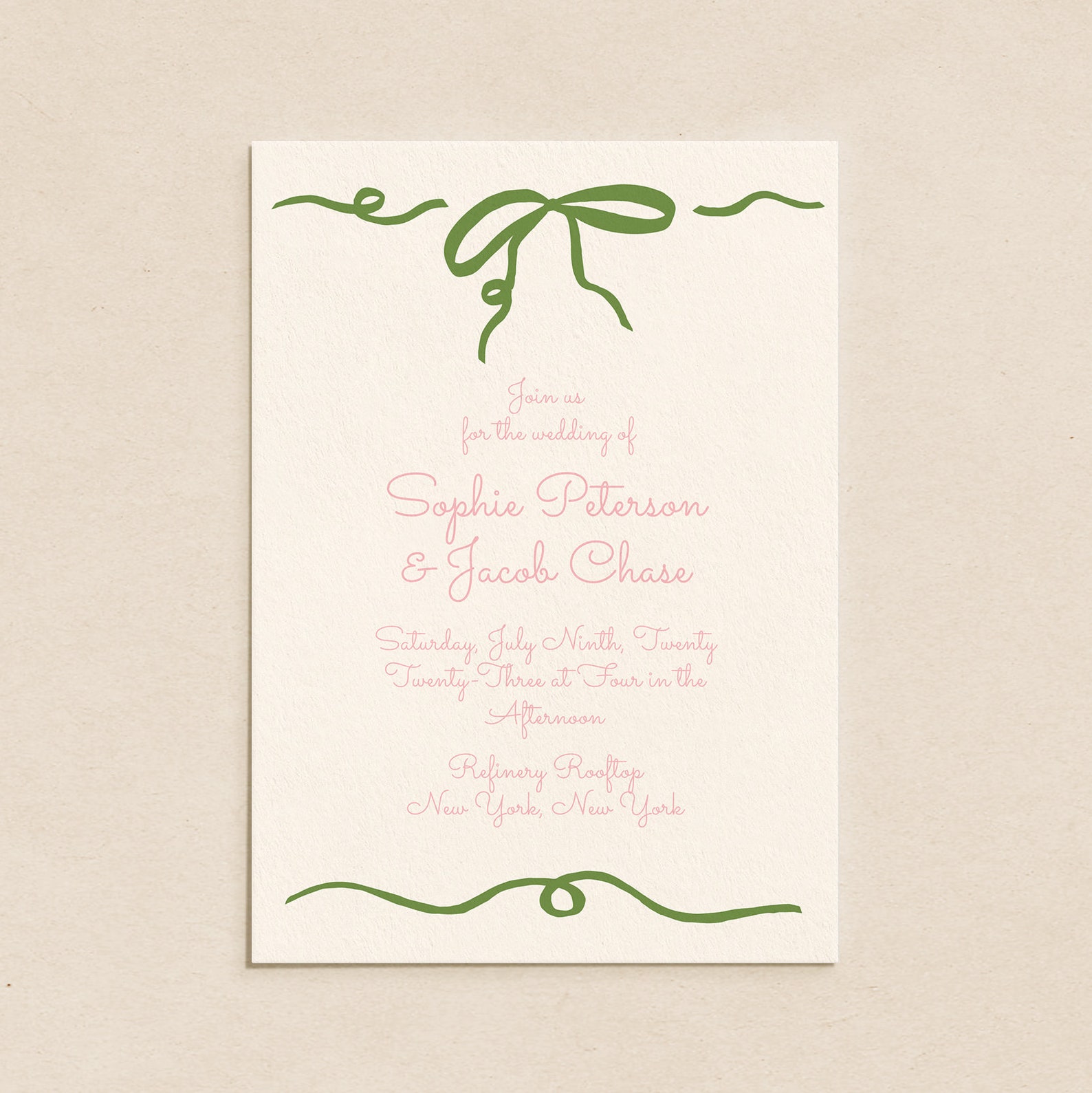Green Hand Drawn Bow Party Invite INSTANT DOWNLOAD - Etsy