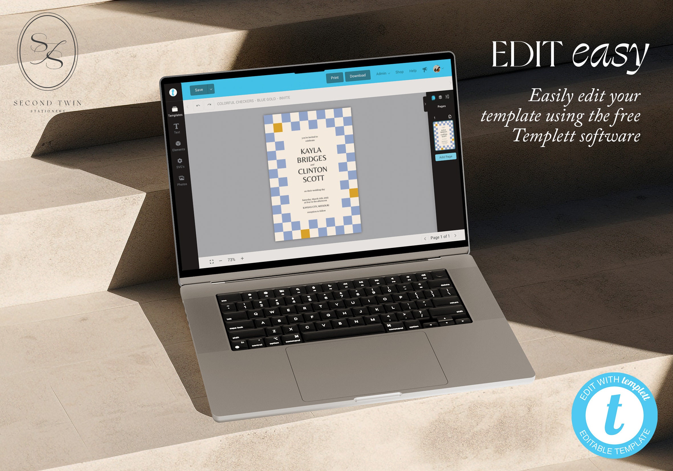 Retro Checkered Party Invitation INSTANT DOWNLOAD - Etsy