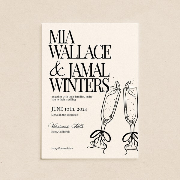 Champagne Invitation - Etsy