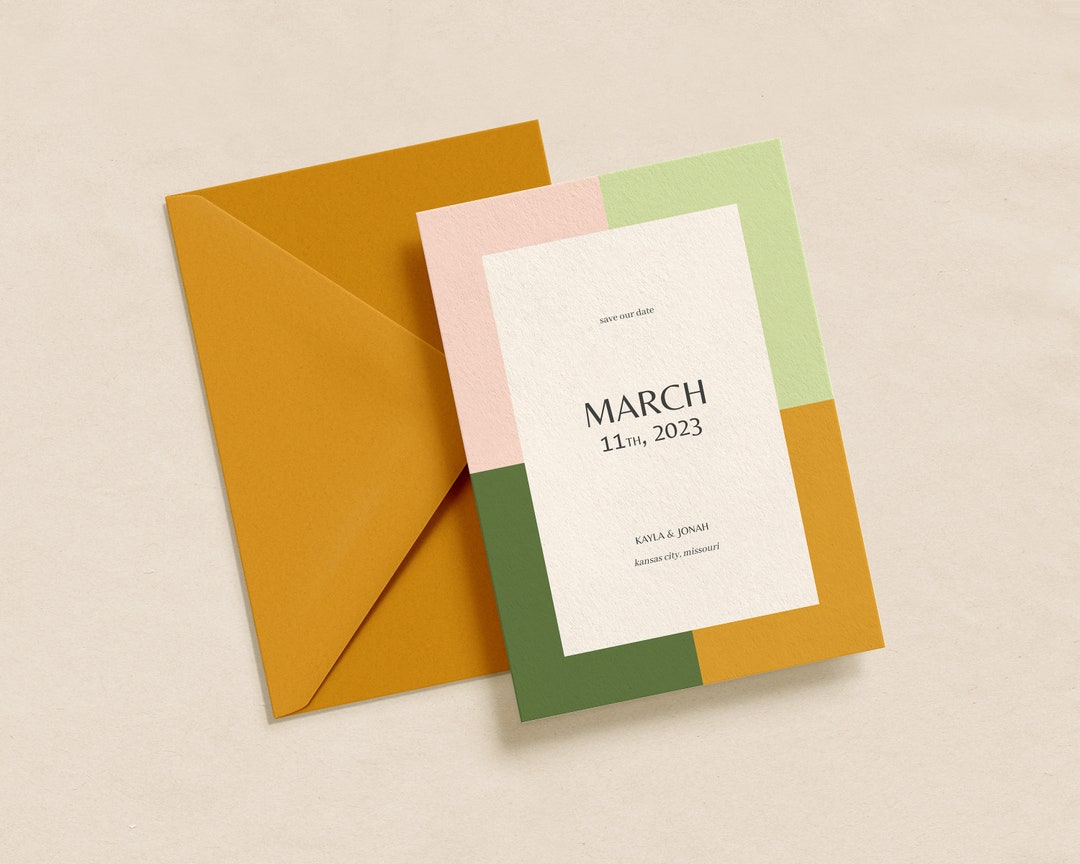 Modern Colorblock Wedding Save the Date | INSTANT DOWNLOAD | Printable ...