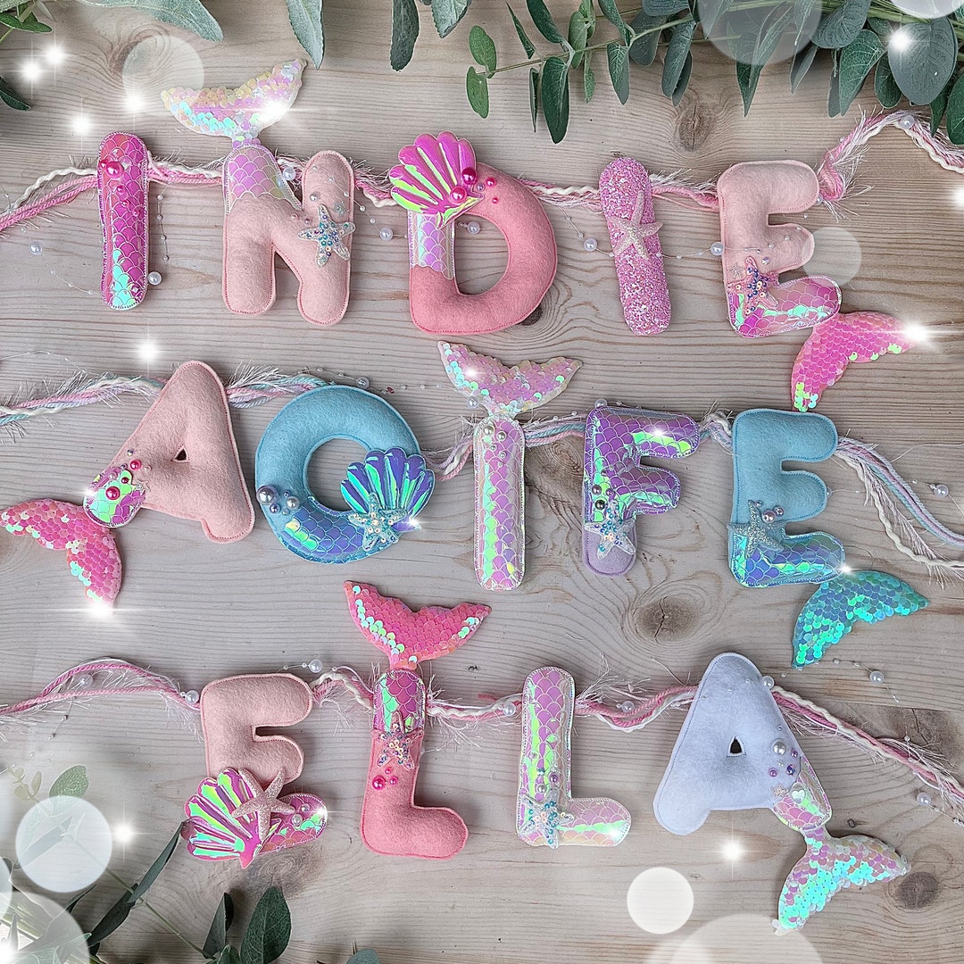 Personalised Name Mermaid Garland / Mermaid Name Bunting / Personalised ...