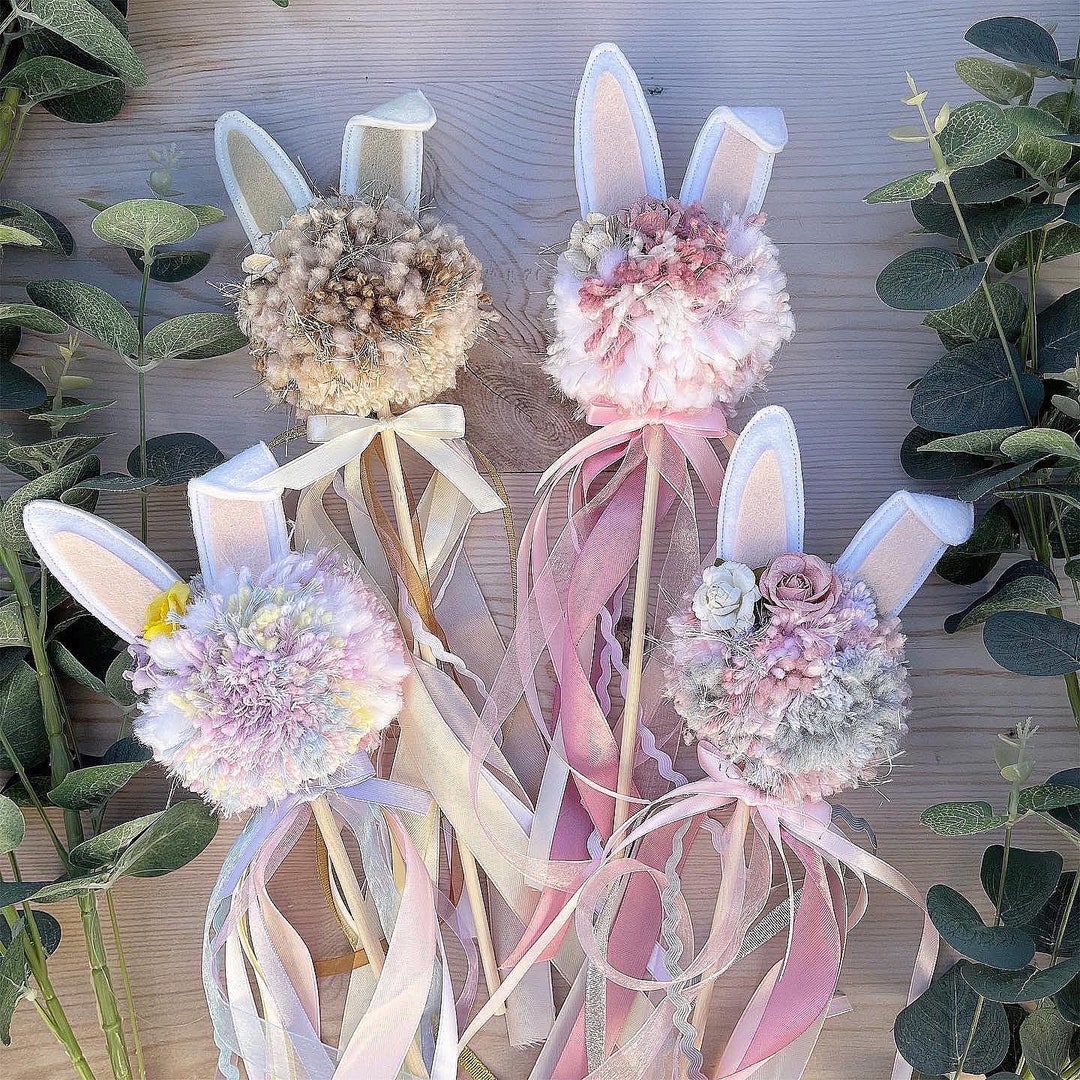 Easter Bunny Wand / Easter Basket Ideas / Pom Pom Wand / Girls Easter ...